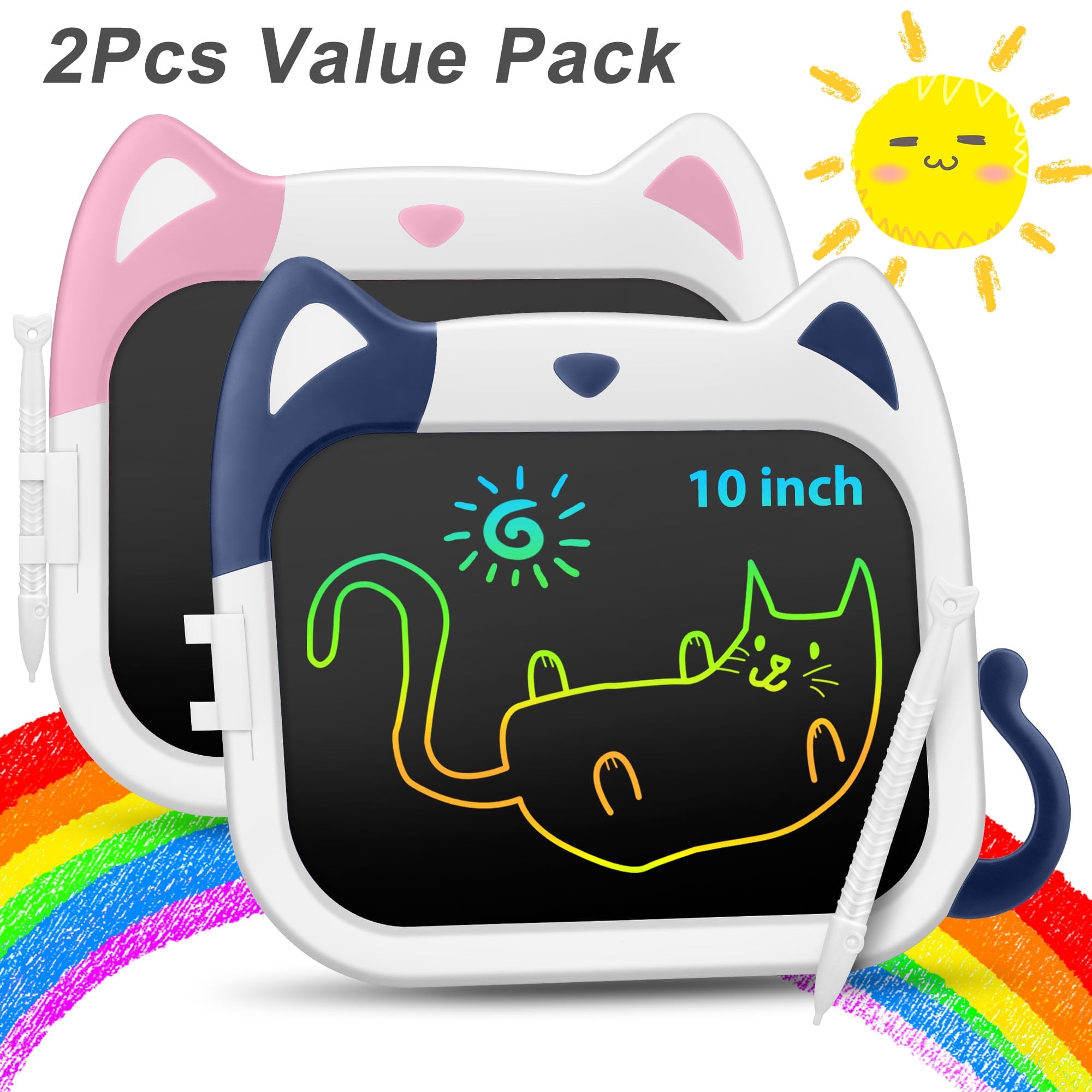 2Pcs LCD Writing Tablet, TSV 10in Colorful Lines Doodle Scribble Boards Learning Toys - Walmart.com