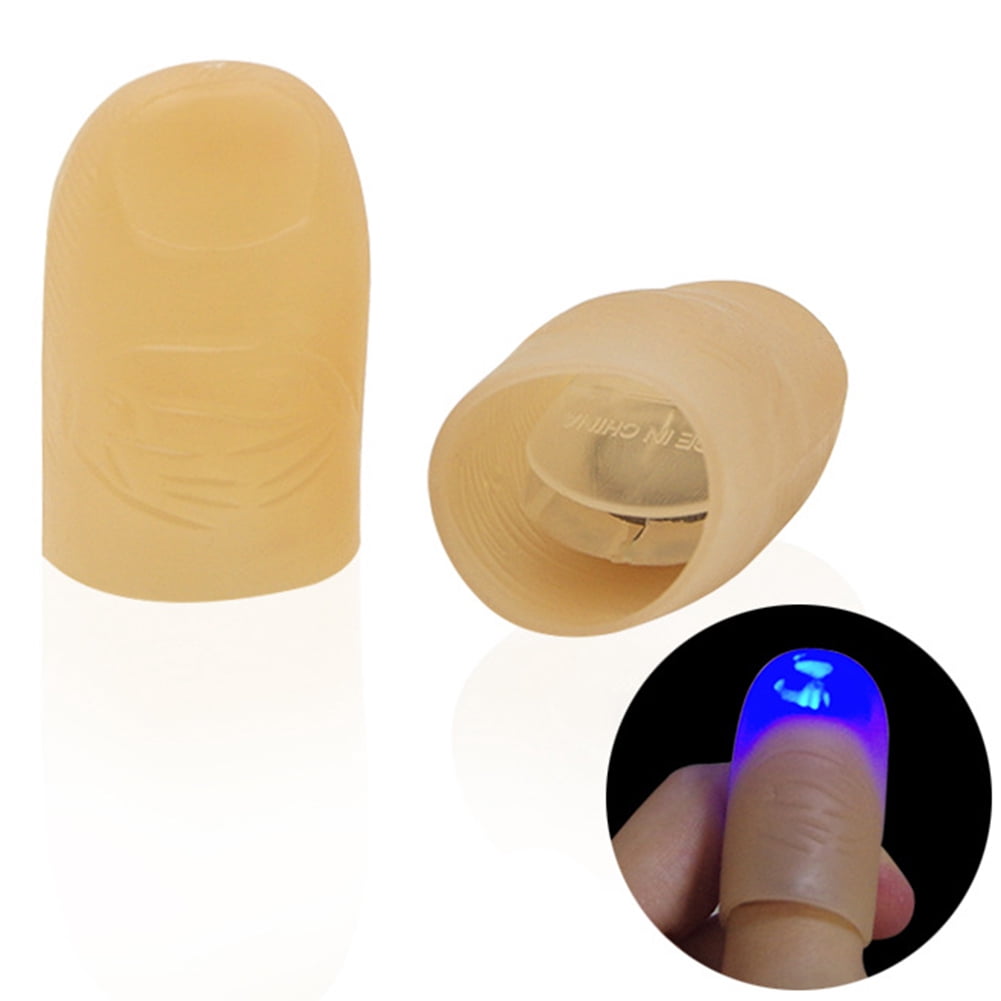 2Pcs LED Light up Finger Thumb Tips Kuso Prank Magic Party Trick Props ...