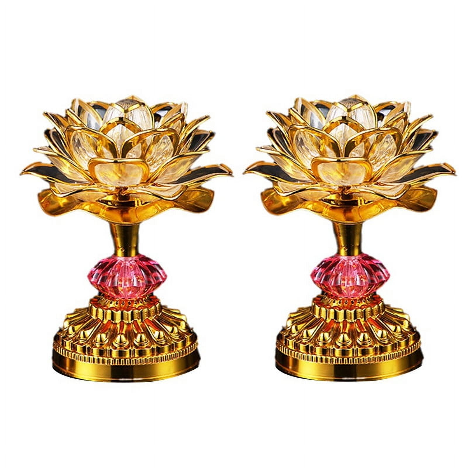 2Pcs LED Lotus Buddhist Lights Buddha Lotus Lamps Plug in or Battery ...
