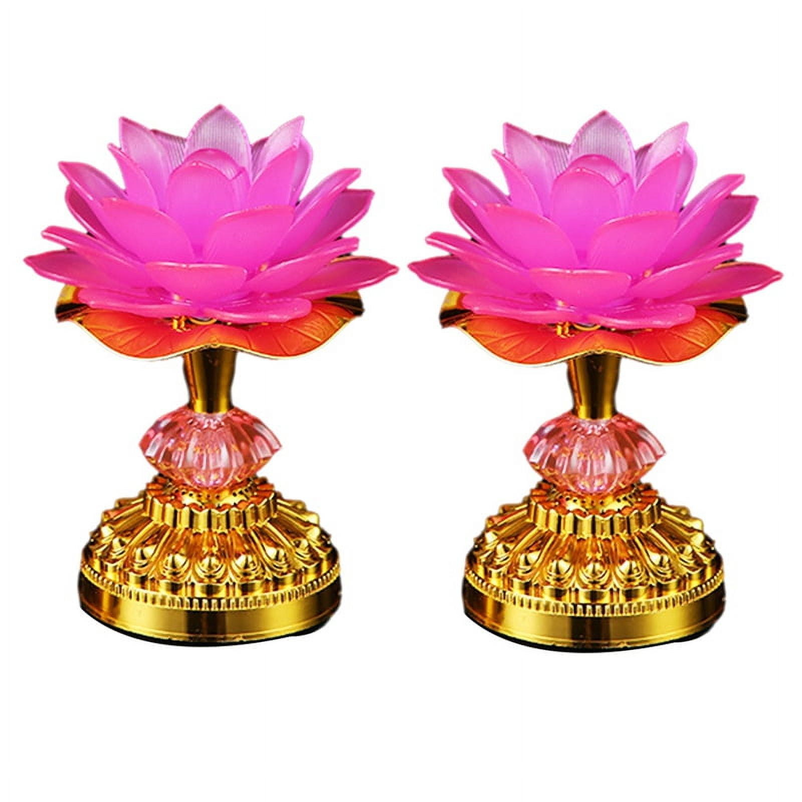 2Pcs LED Lotus Buddhist Lights Buddha Lotus Lamps Plug in or Battery ...