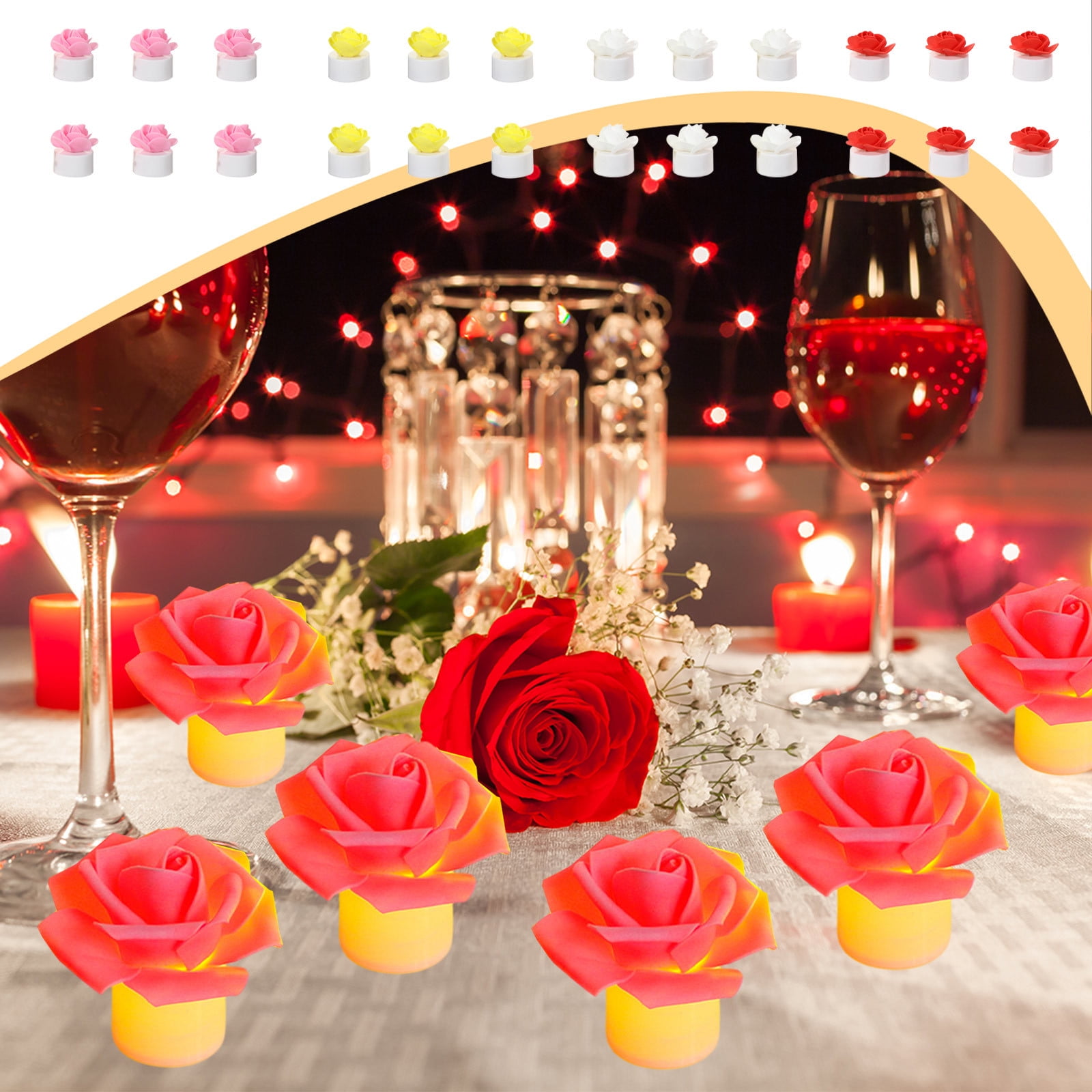 2Pcs LED Rose Candle, Yrmaups Valentine's Day Rose Electronic Candle ...
