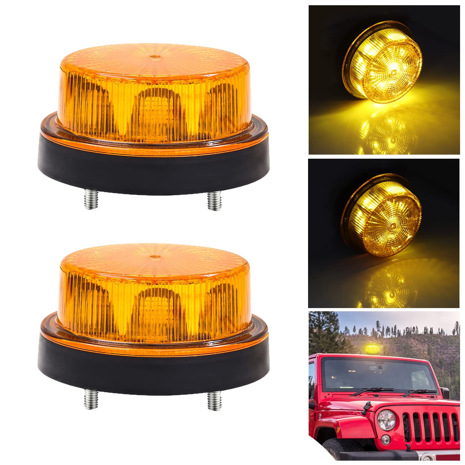 2Pcs LED Round Strobe CM31 Warning Light 12-24V Amber Beacon Emergency ...