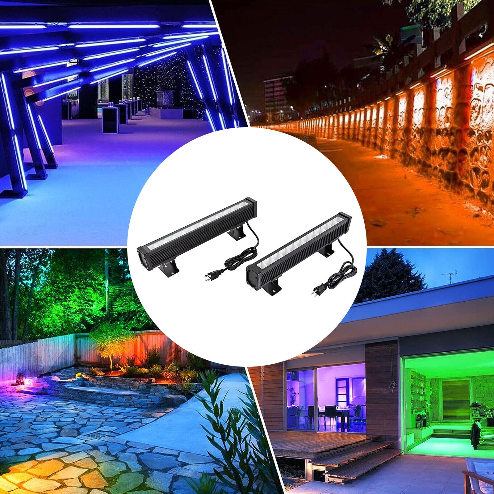 2Pcs LED Stage Light Wall Wash Bar Light Strobe Party Disco Show DJ ...