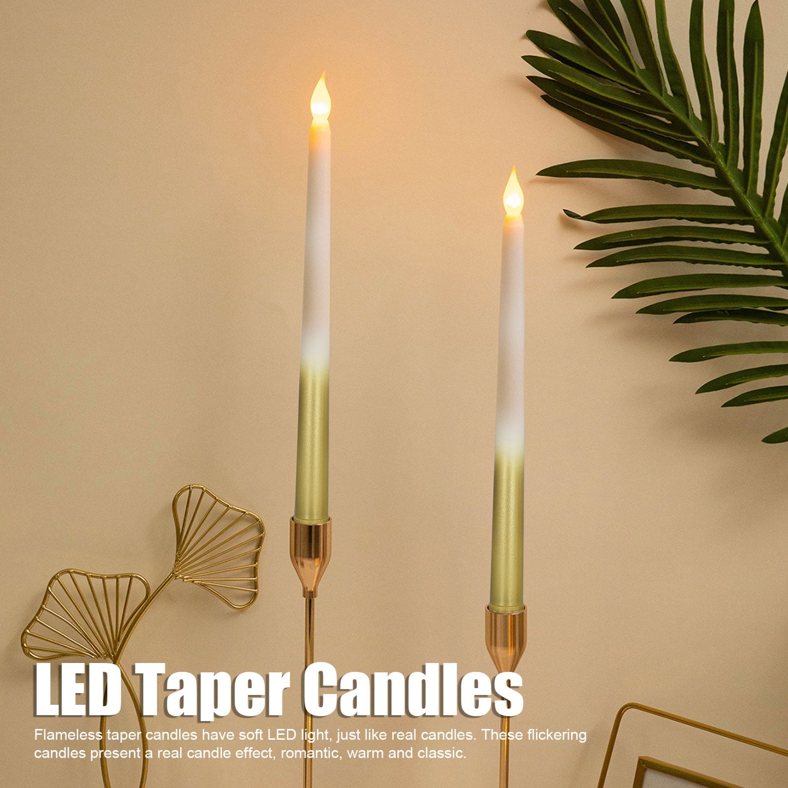 2Pcs LED Taper Candles Battery Powered Electric Flickering Flameless ...