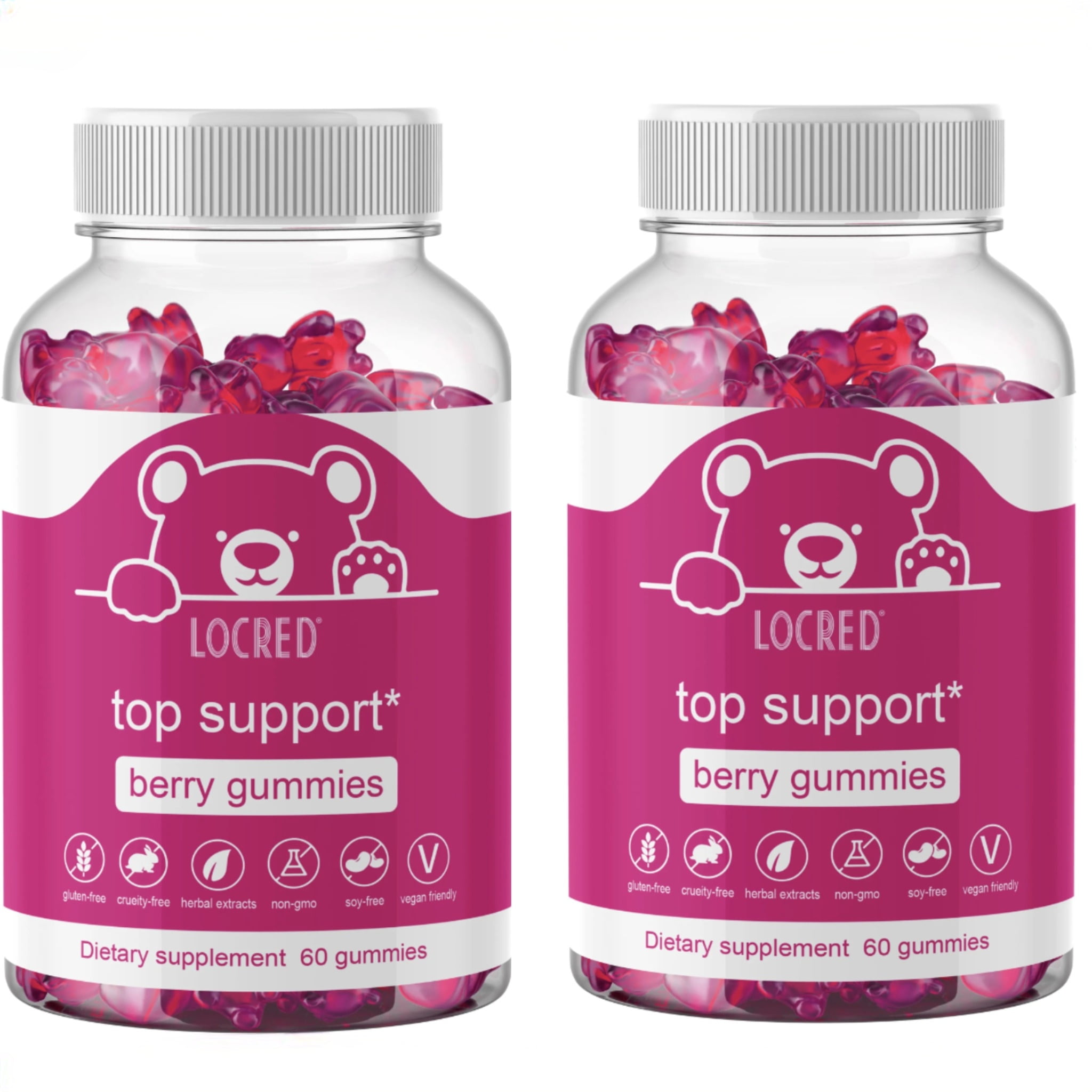 2Pcs LOCRED Top Support Berry Gummies for Women Chest Enhancement, 60 Count Each - Walmart.com