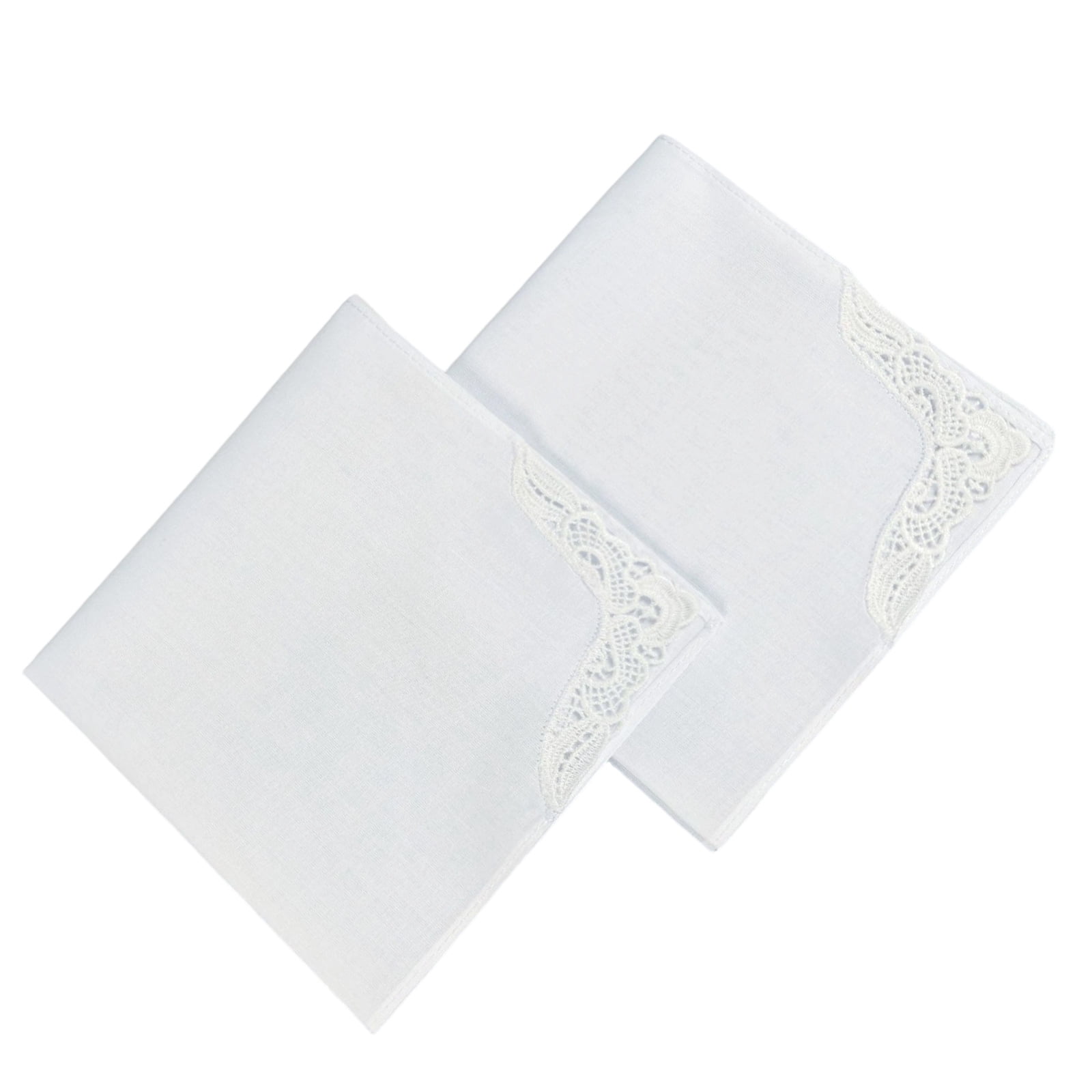 2Pcs Ladies Handkerchief with Lace Edges Decoration Lightweight ...