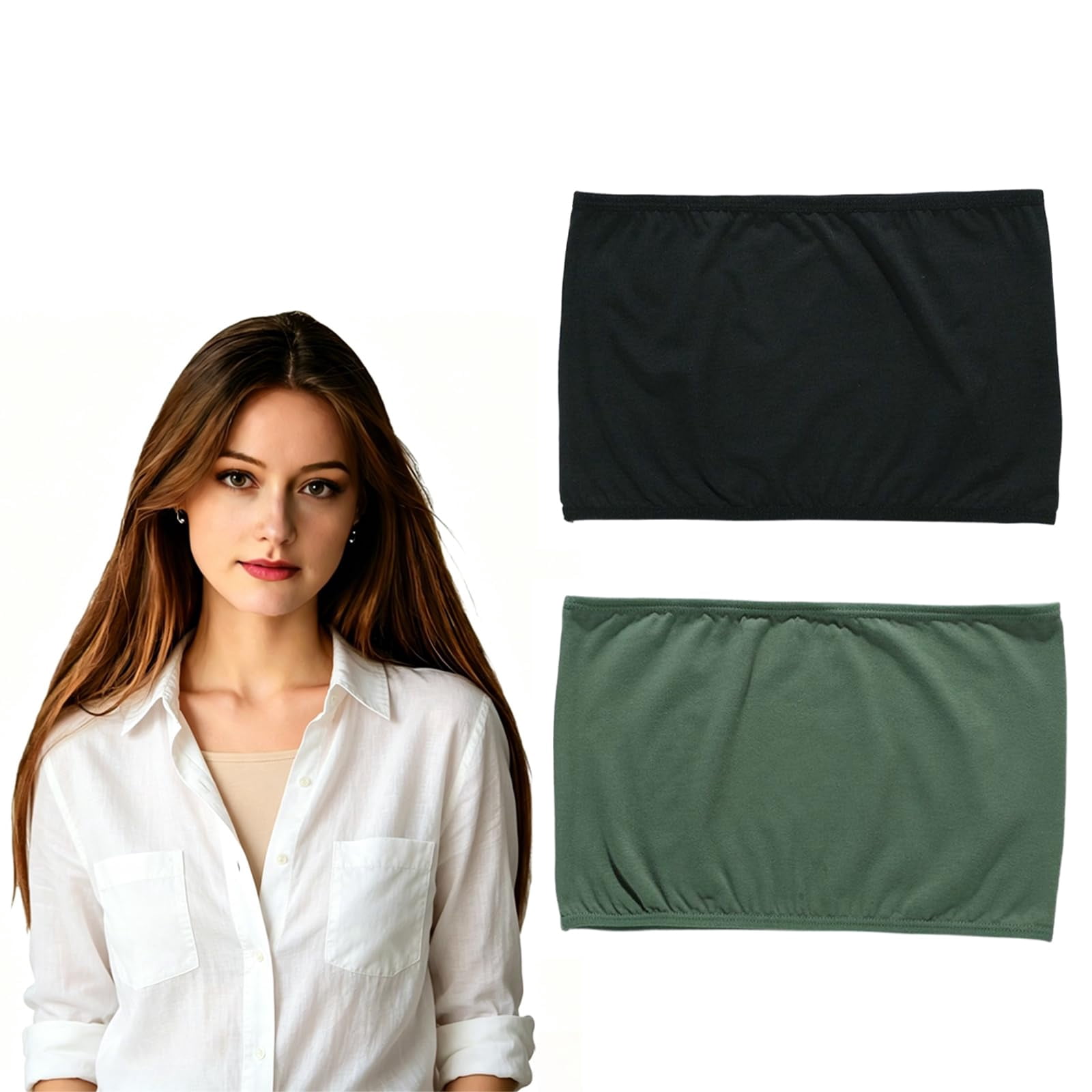 2Pcs Lady Seamless Bandeau Tube top Strapless Bra Camisole Bra Insert ...