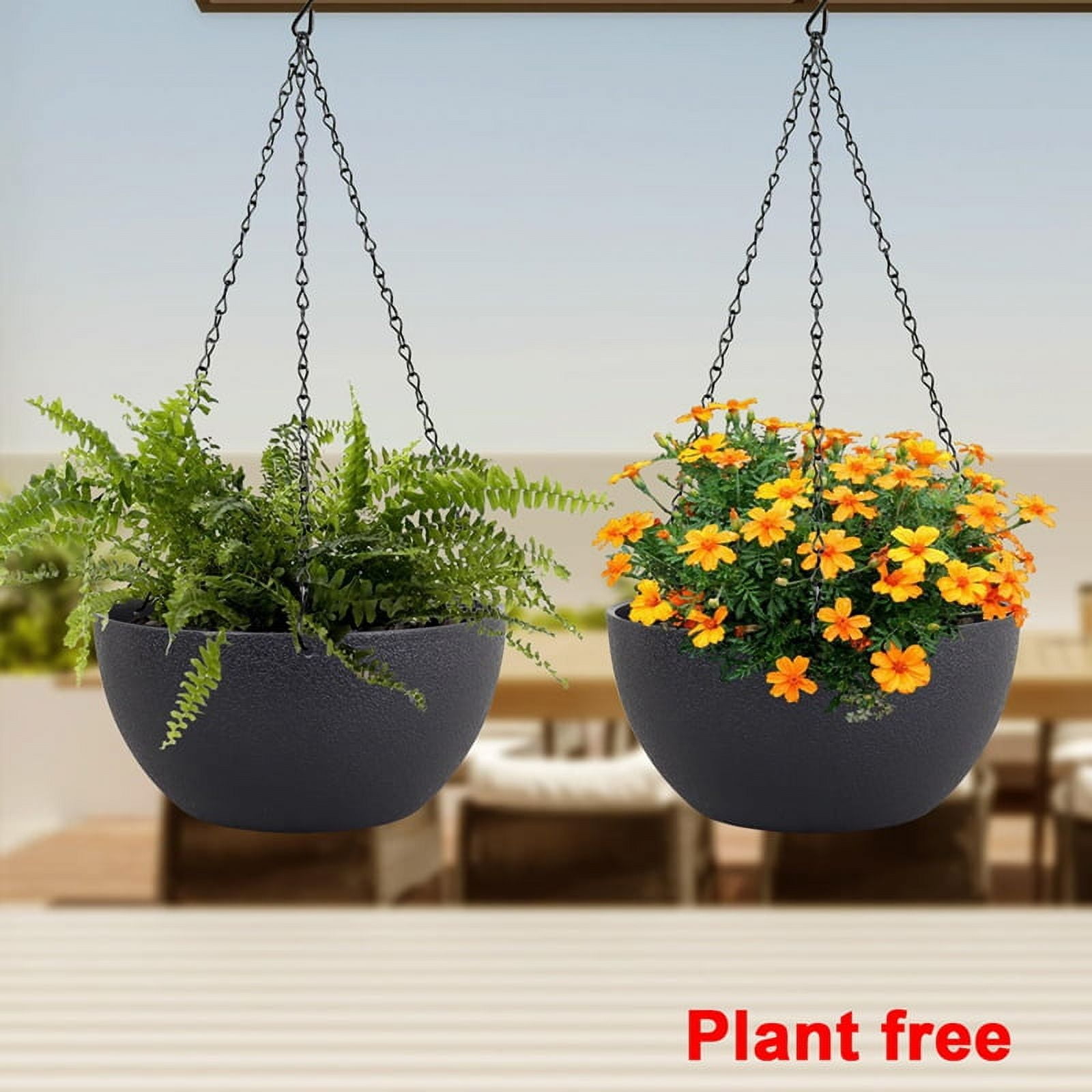 2Pcs Large Hanging Planter Pots for Outdoor Indoor with Drainage Holes ...