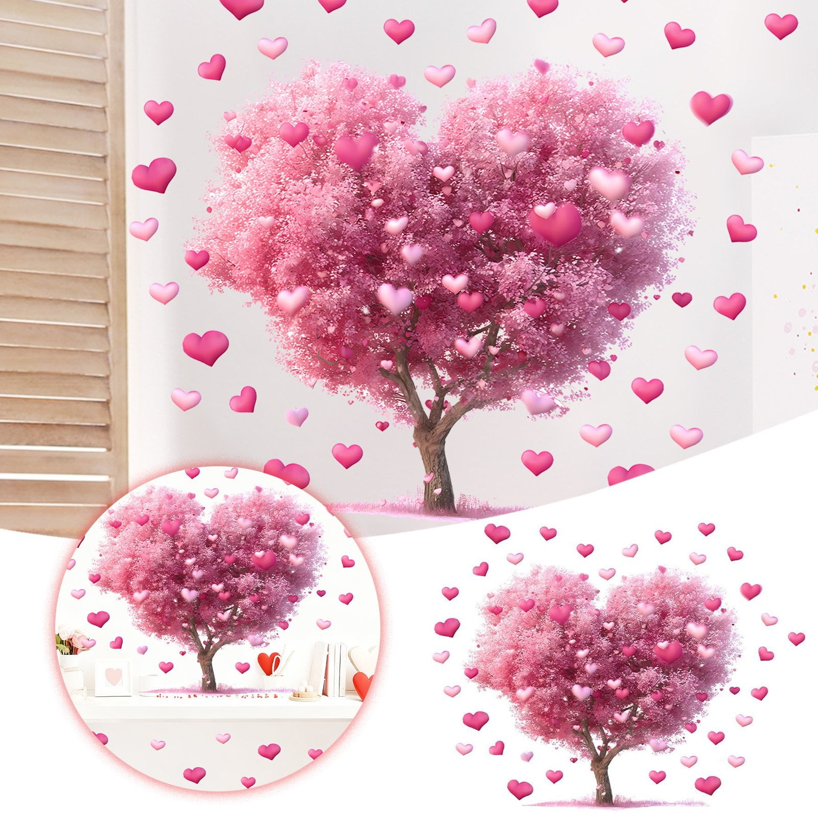 2Pcs Large Heart Window Stickers for Valentine's Day Reusable Glass ...
