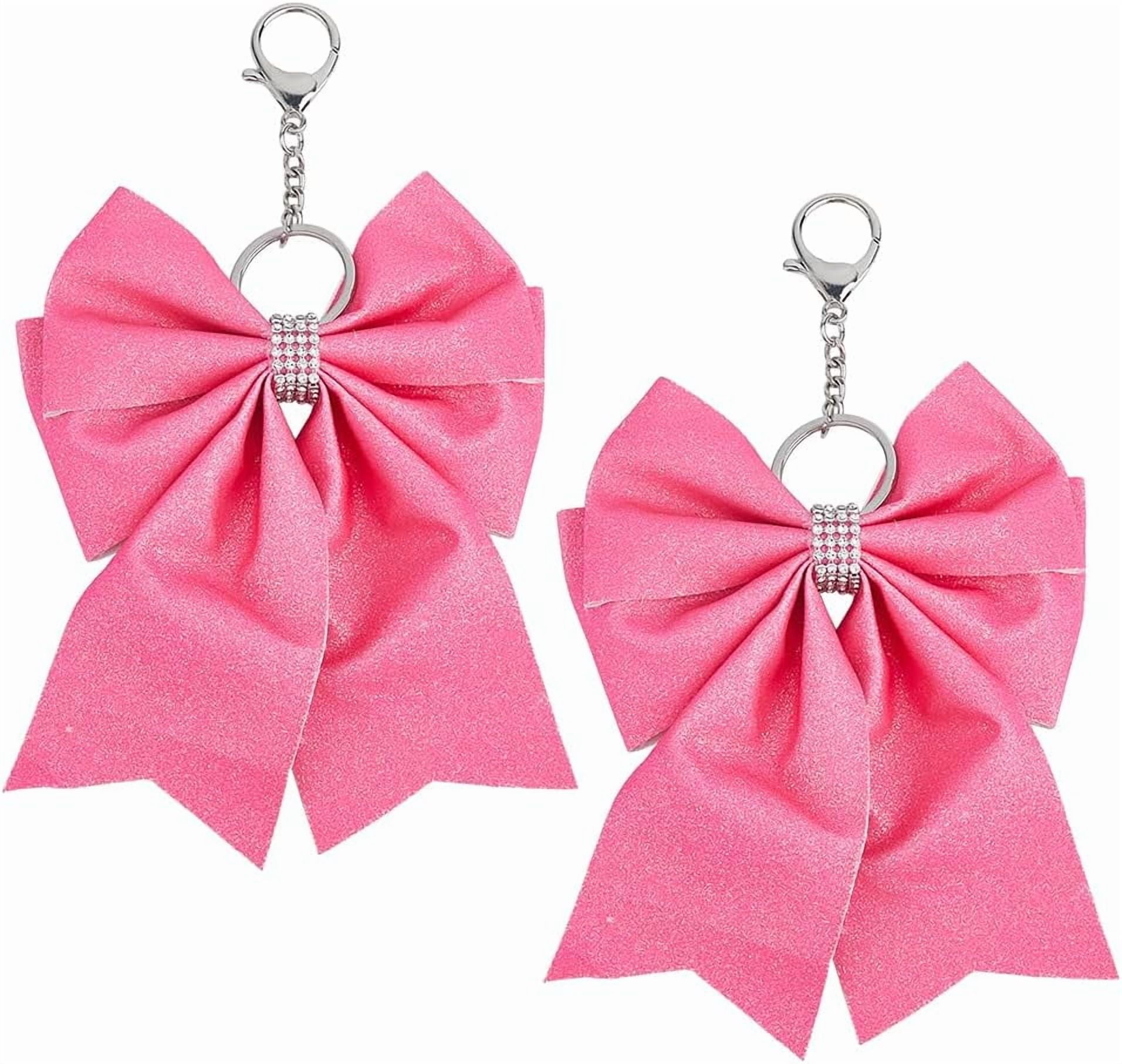 2Pcs Large Keychain Cheer Bowknot Key Chain Rhinestones Cheerleader ...