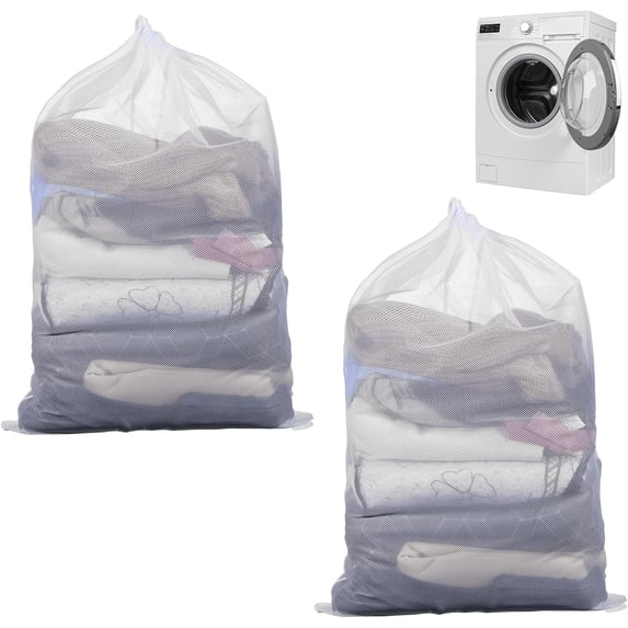 2Pcs Large Mesh Laundry Bag, Heavy Duty Mesh Travel Washings Bag ...