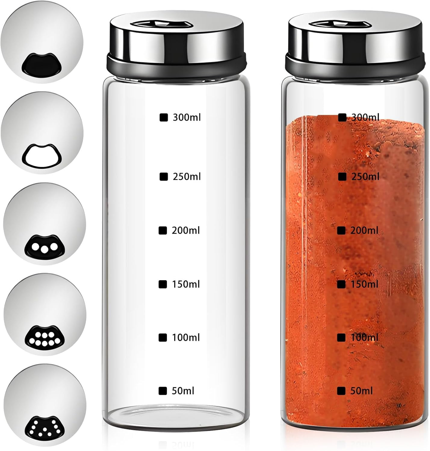2Pcs Large Salt & Pepper Shakers, Glass Salt & Pepper Shakers with ...