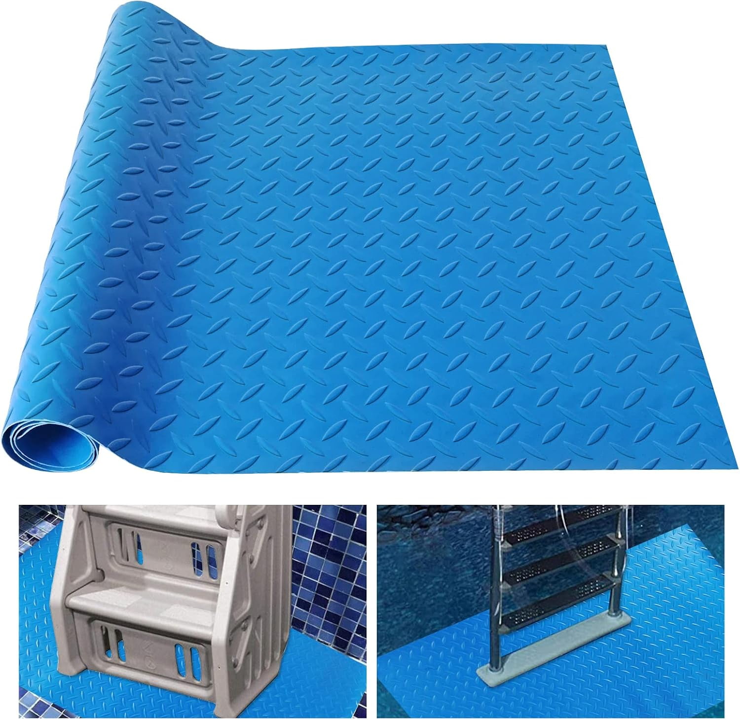2Pcs Large Swimming Pool Ladder Mat, 17"x38" Protective Non-Slip Pool ...