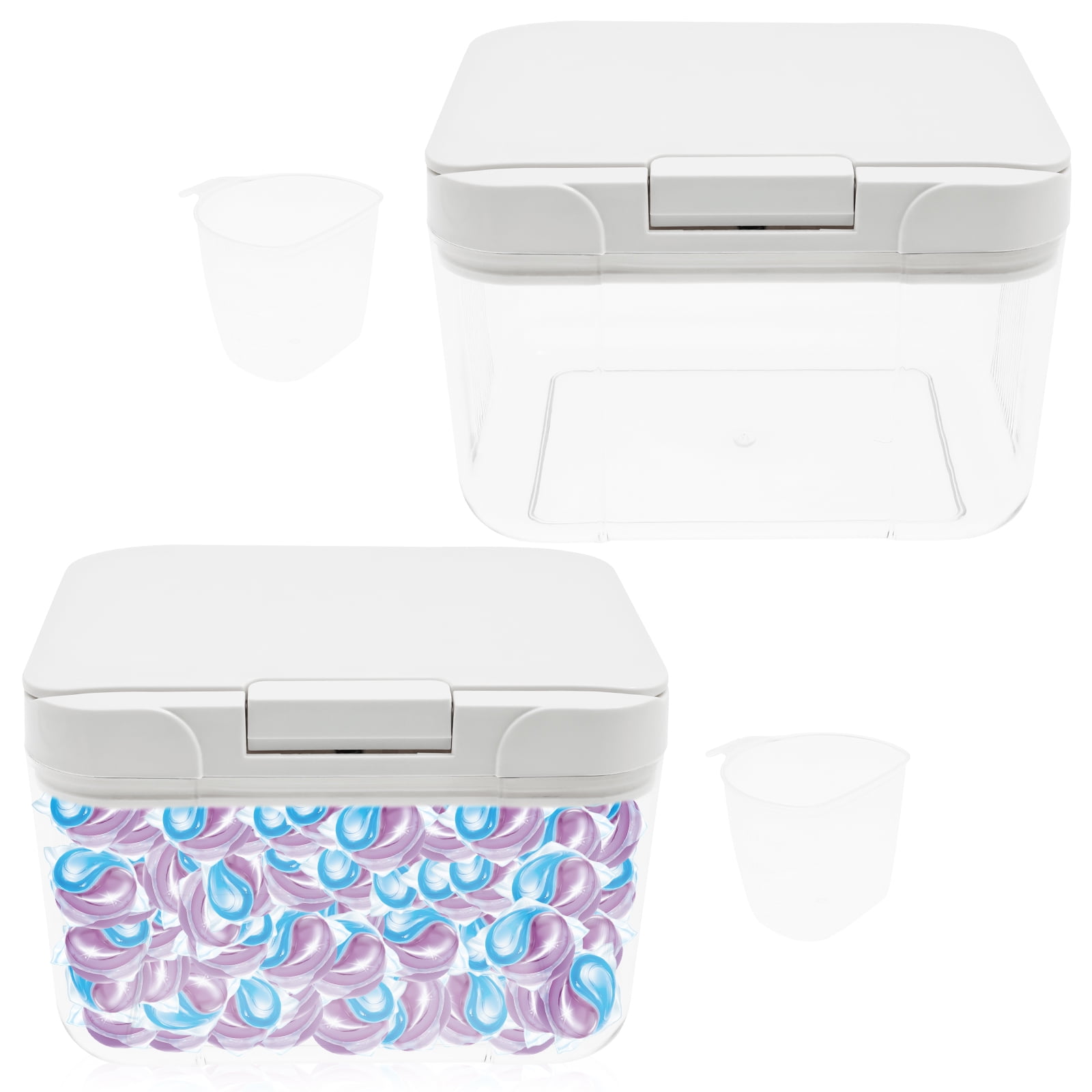 2Pcs Laundry Pods Container ABS Powder Holder Dispenser Moisture Proof ...