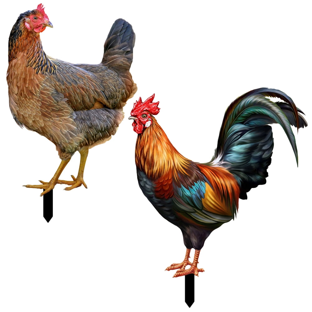 2Pcs Lawn Hen Stake Garden Chicken Stake Sign Simulation Chicken Stake ...