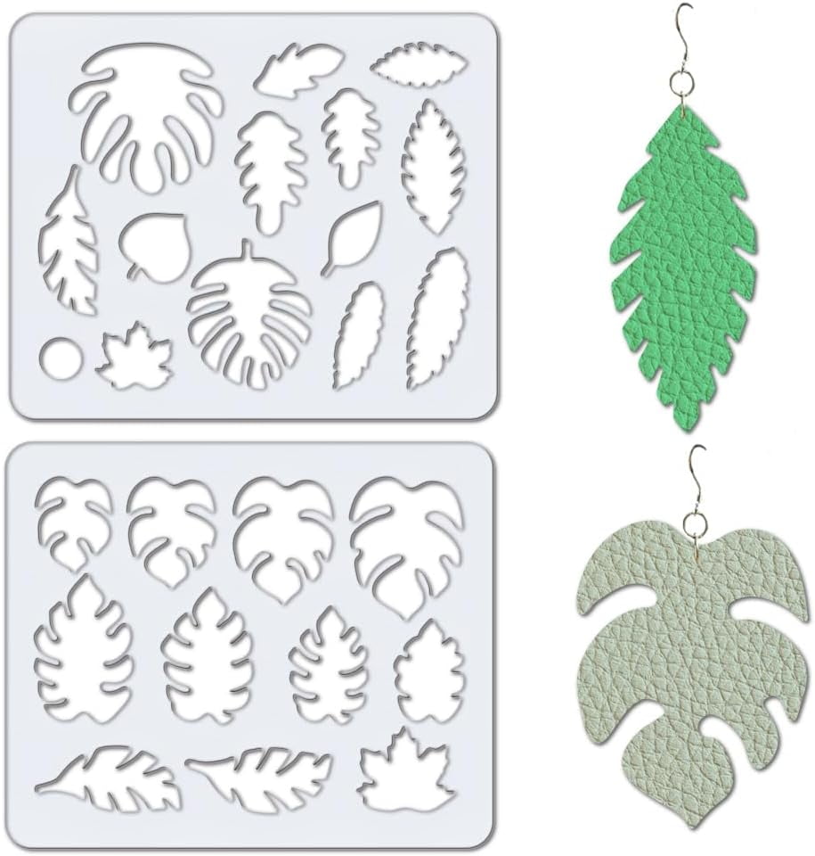2Pcs Leaf Earrings Making Templates 7x6 Inch Acrylic Earring Handwork ...