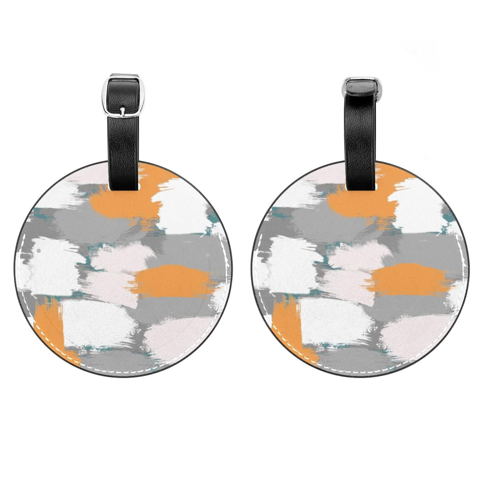 2Pcs Leather Round Abstract Cruise Luggage Tag with Privacy Cover and ...