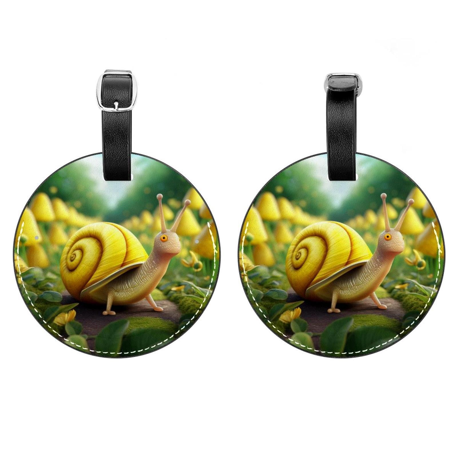 2Pcs Leather Round Snails Cruise Luggage Tag with Privacy Cover and ...