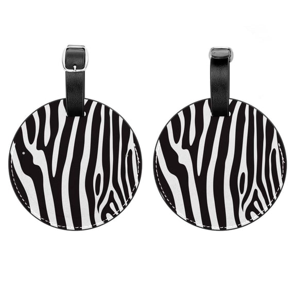 2Pcs Leather Round White and Black Stripe Cruise Luggage Tag with ...