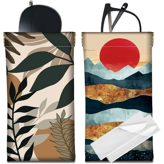 2Pcs Leather Slim Glasses Case Portable Soft Sunglasses Case Bags ...