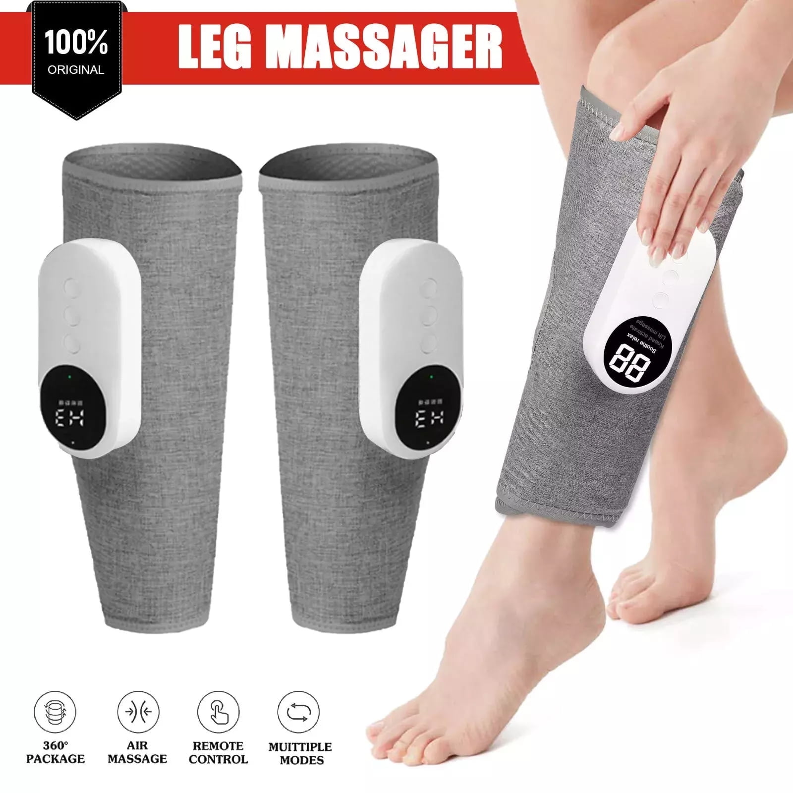 Leg Massager with Heat and Compression, Calf Massager for Circulation ...