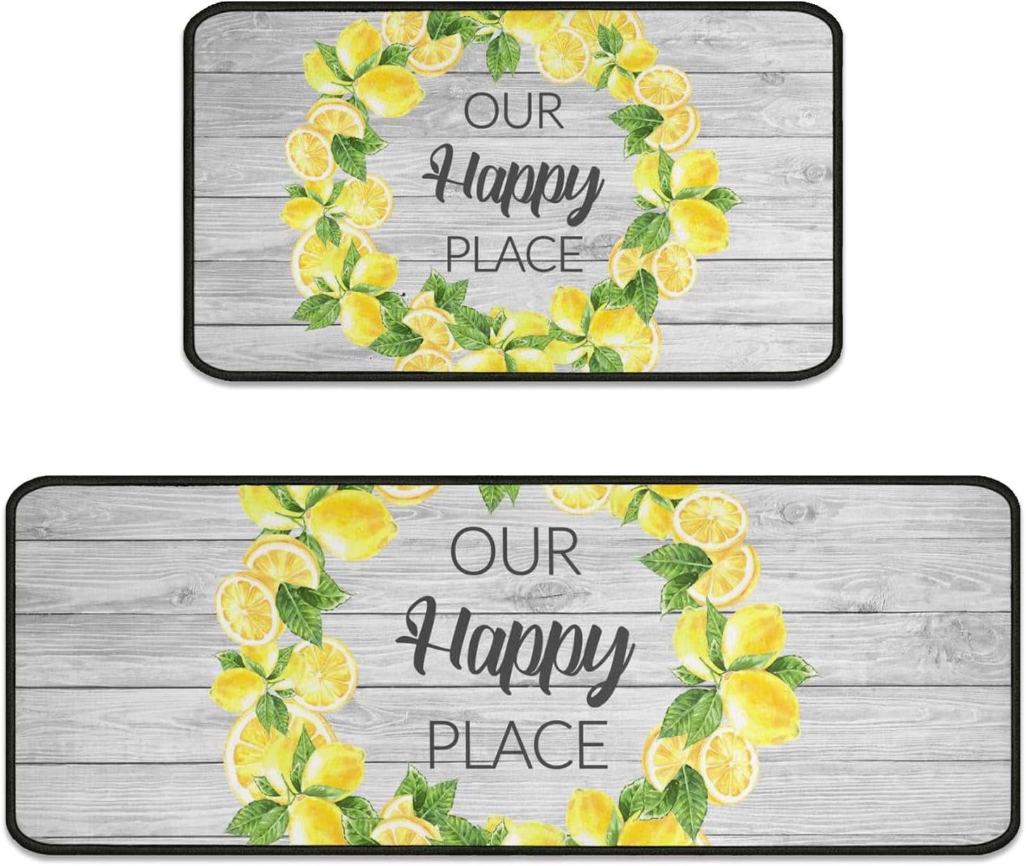 2Pcs Lemon Kitchen Rugs and Mats Non Slip Set of 2 Our Happy Place ...