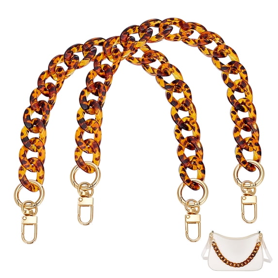 2Pcs Leopard Print Pattern Resin Bag Handles with Iron Clasp for Bag ...