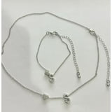 2Pcs Letter Alloy Pendant Necklaces & Bracelets Sets for Women Platinum ...