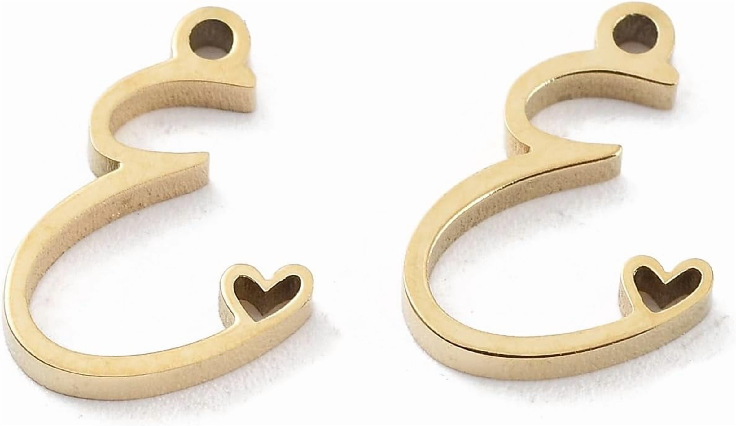 2Pcs Letter Charms 304 Stainless Steel Charms Real 14K Gold Plated ...
