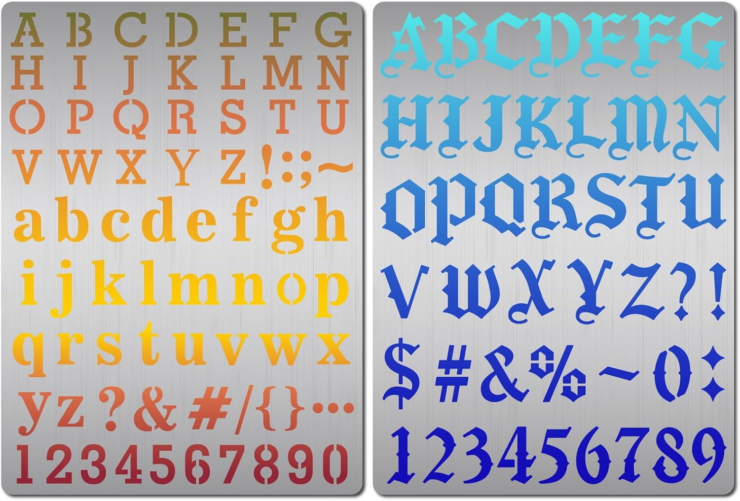 2Pcs Letter Metal Stencils Reusable Alabet Number Symbol Templates ...