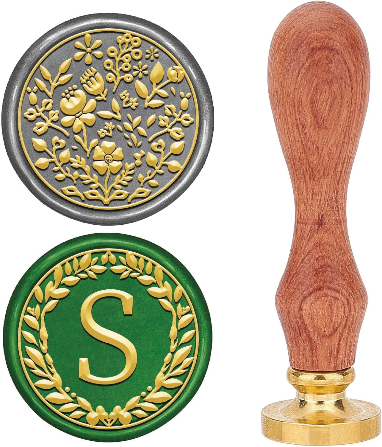 2Pcs Letter Sealing Wax Stamps Plant Wax Seal Stamp 25mm Vintage ...
