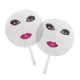 2Pcs Light Weight Funny Round Fan Big Eye and Red Lip Handheld Fan Hot ...