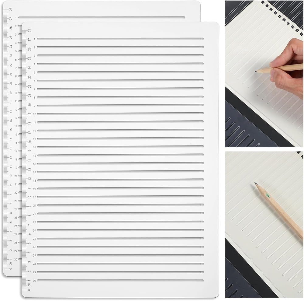 2Pcs Line Drawing Ruler,Plastic Straight Line Stencil,Spacing Line ...