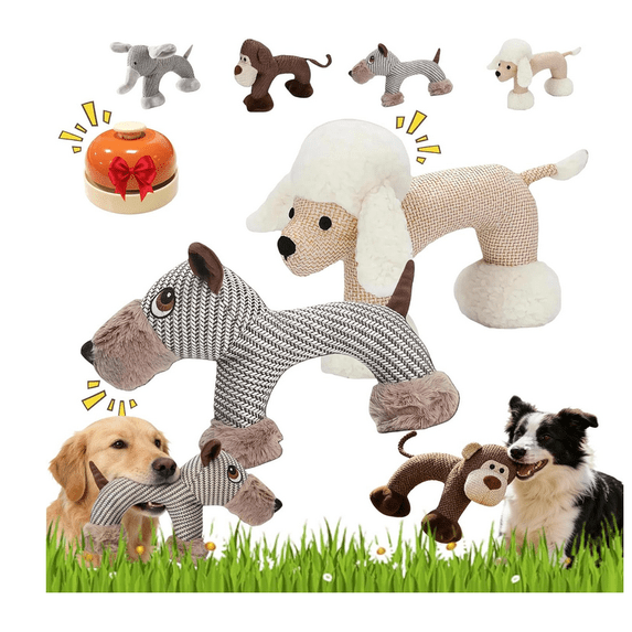 2Pcs Linen Safari Companions, Squeaky Dog Chew Animals, Durable Linen ...