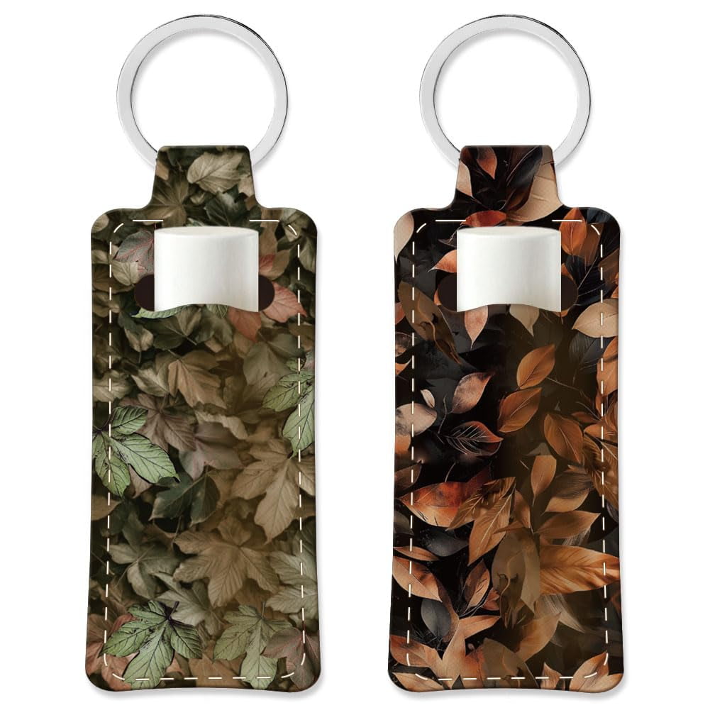 2Pcs Lipstick Holder Keychain Dried Leaf Lip Balm Holders Elastic ...