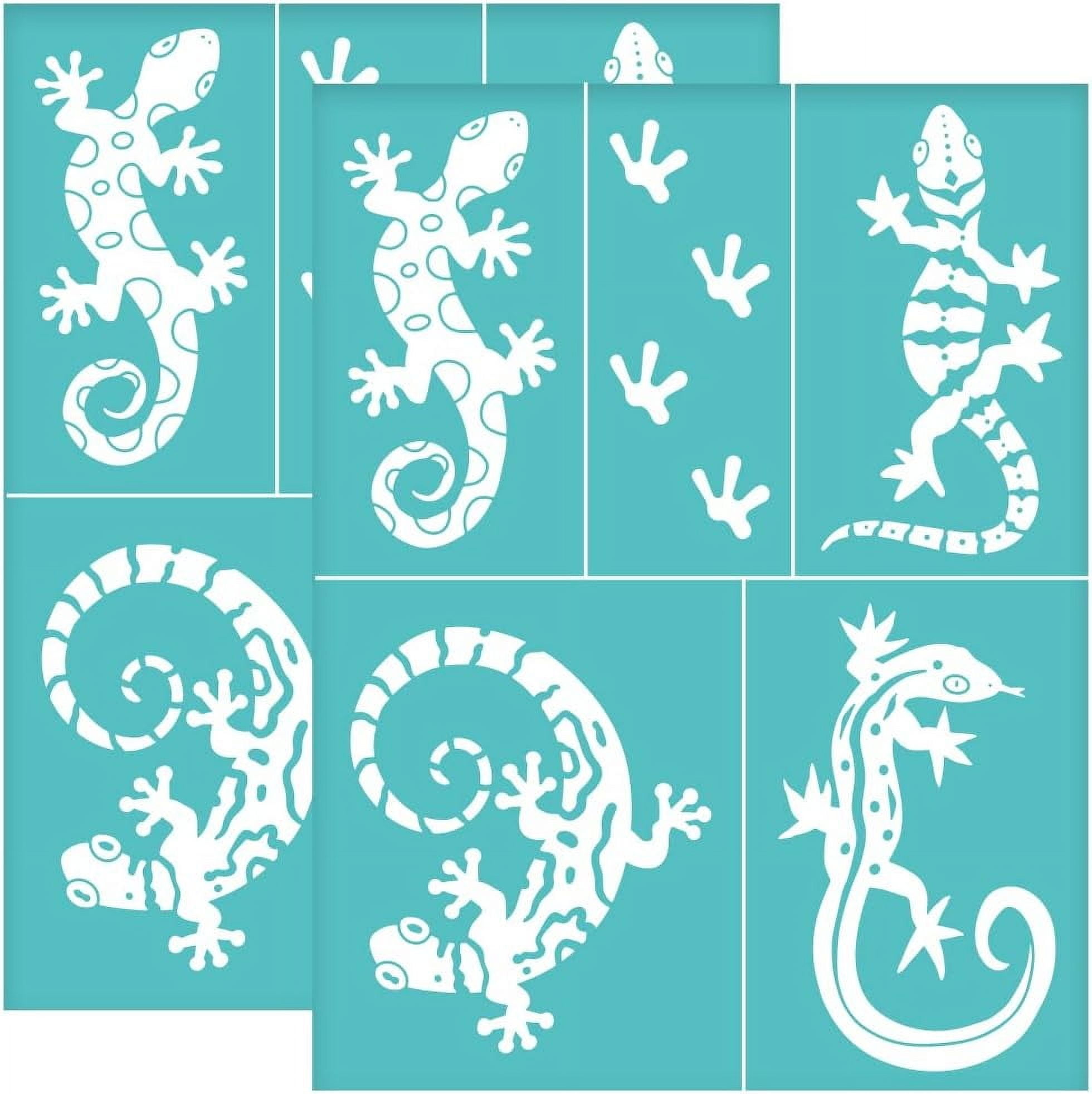2Pcs Lizard Self-Adhesive Silk Screen Printing Stencil 4-Style Lizard ...
