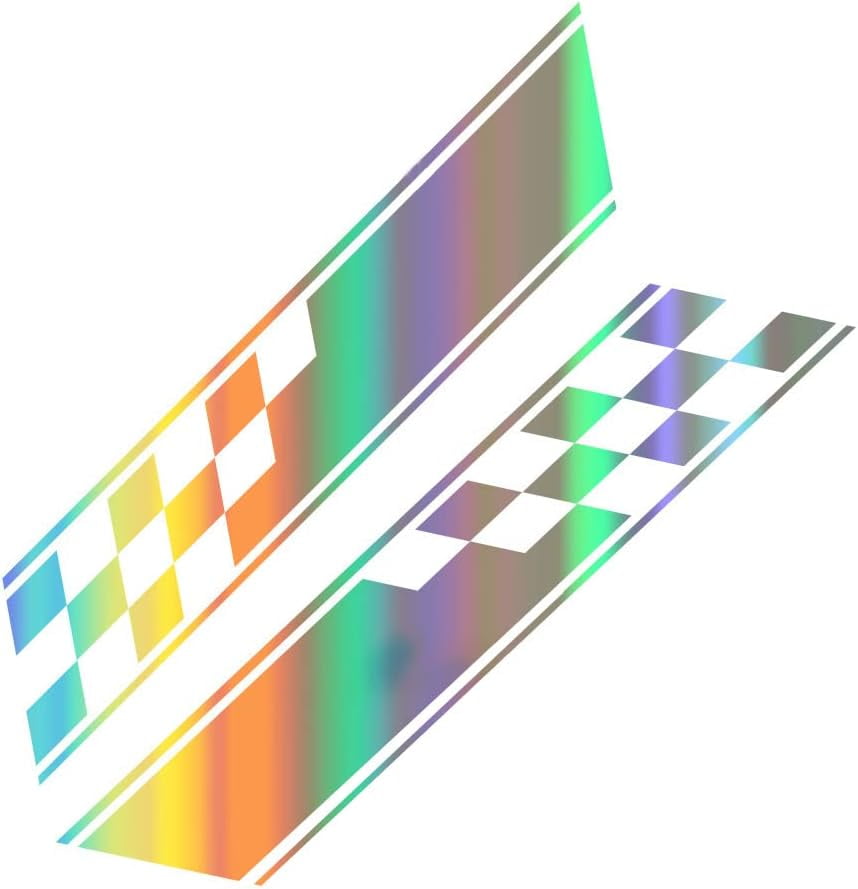 2Pcs Long Strip Car Stickers, Sovob Universal Long Stripe Checkered ...