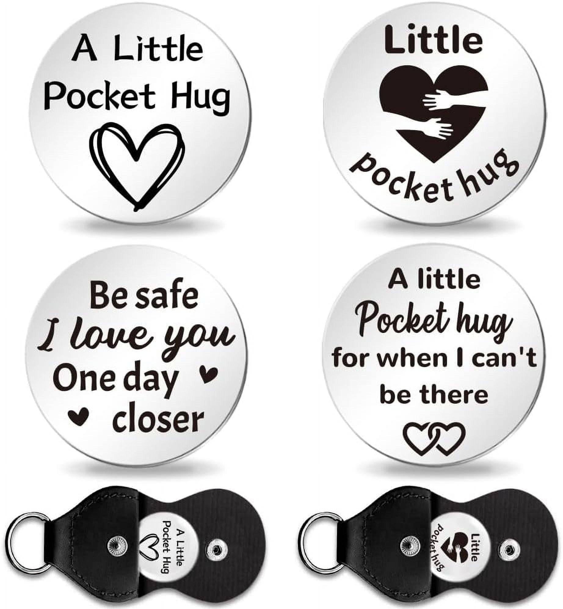 2Pcs Love Pocket Hug Token with Key Chains Flat Round Double Sided ...