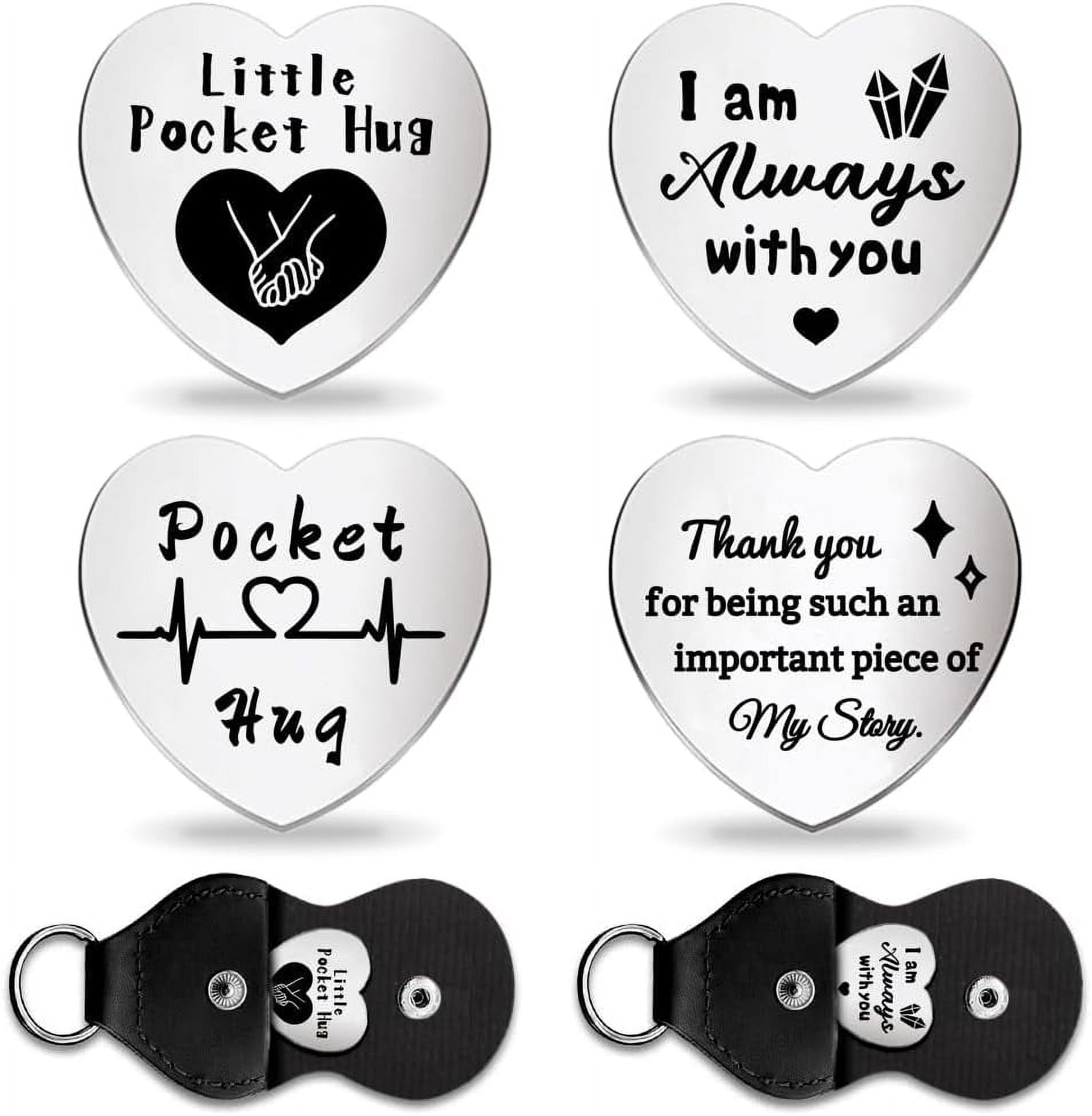 2Pcs Love Pocket Hug Token with Key Chains Flat Round Double Sided ...