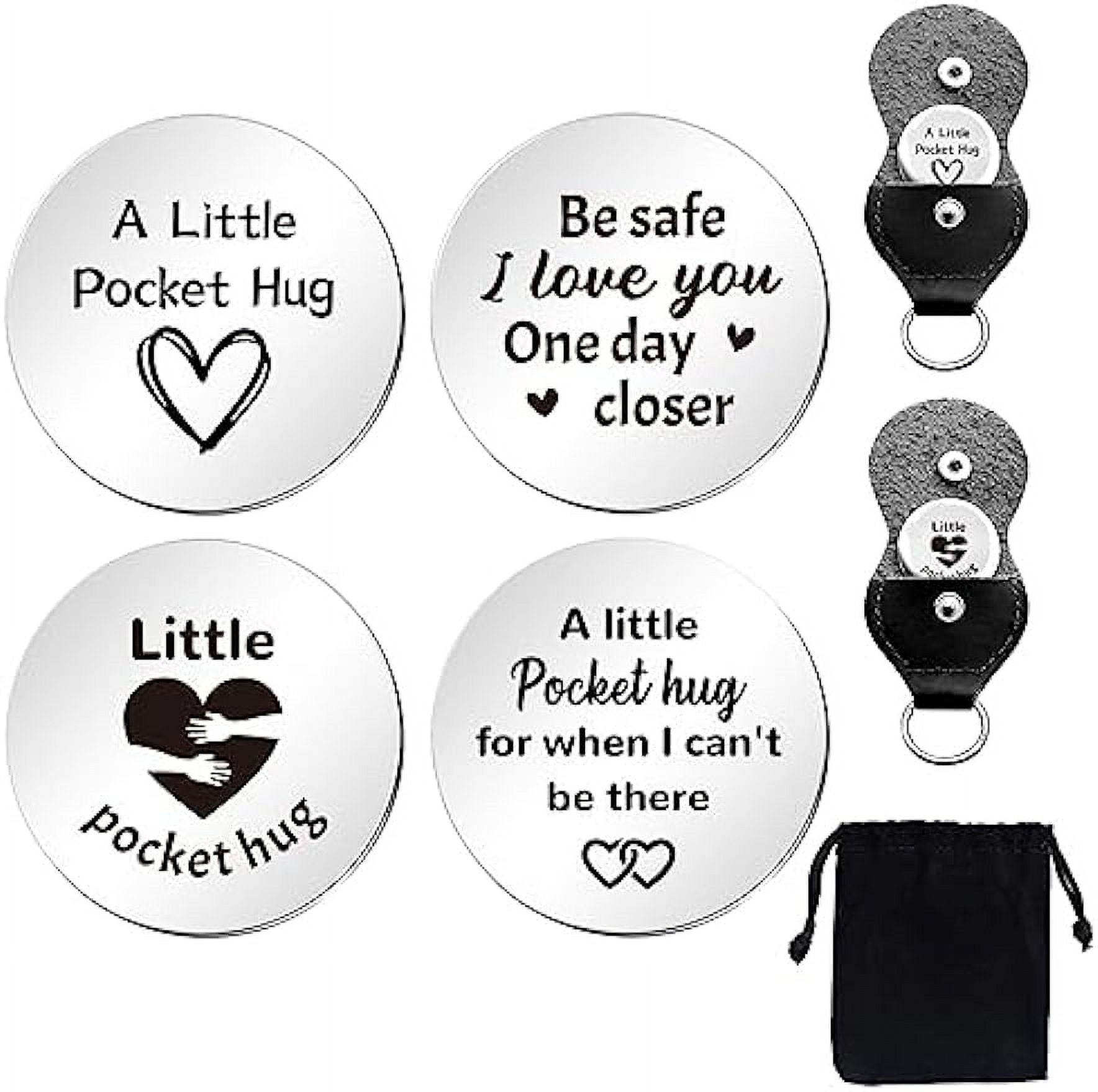 2Pcs Love Pocket Hug Token with Key Chains Flat Round Double Sided ...