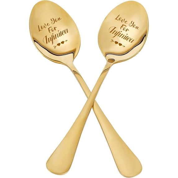 2Pcs Love You For Infinite Spoon with Gift Box Golden Engraved ...