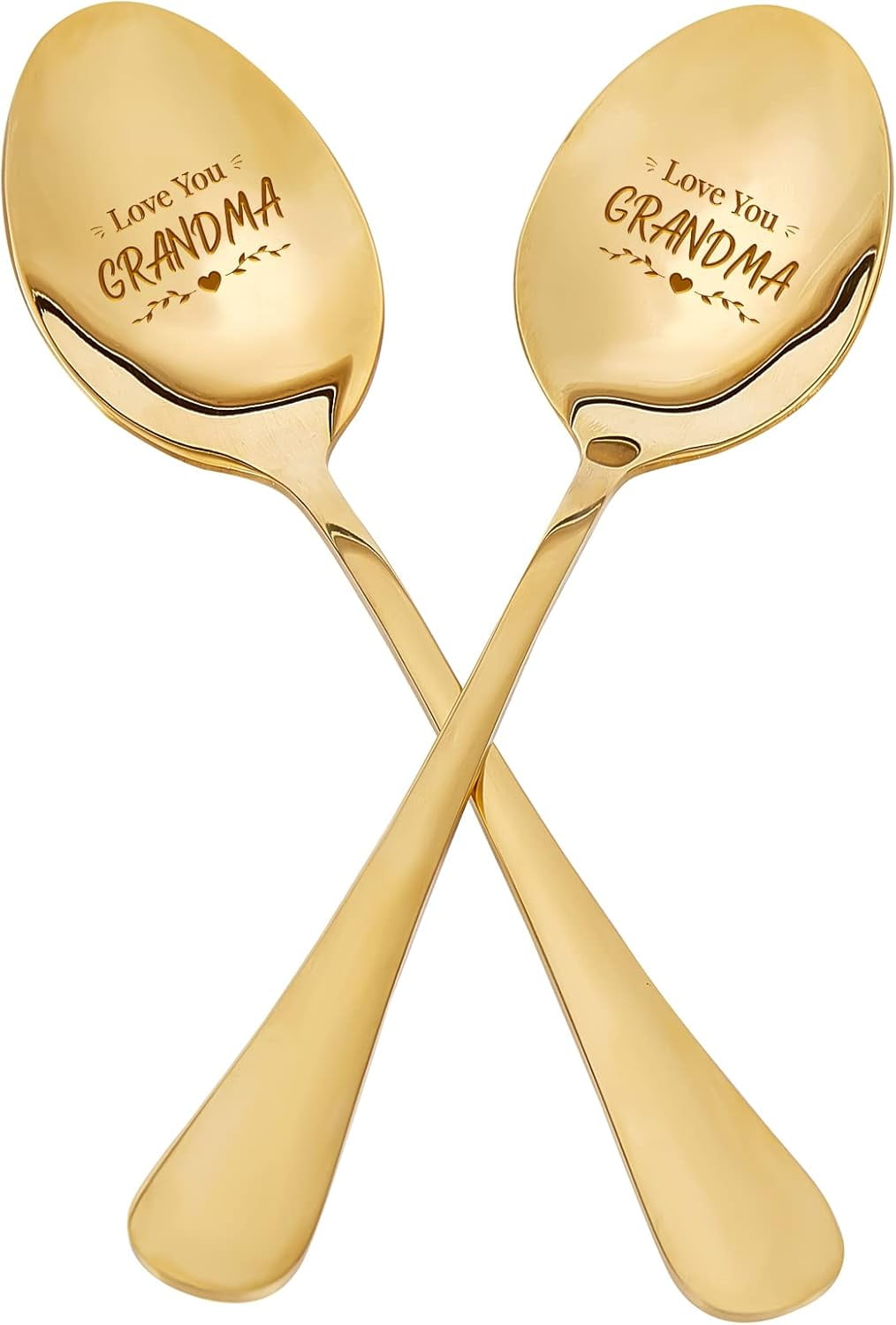 2Pcs Love You Grandma Spoon with Gift Box Golden Engraved Stainless ...