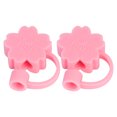 2Pcs Lovely Shape Straw Tips Cover Silicone Straw Plug for Straw (Pink ...