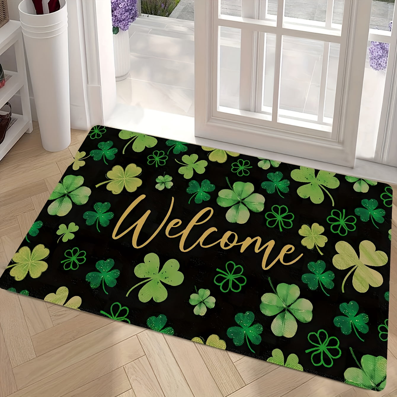 2Pcs Lucky Clover St. Patrick's Day Flannel Sponge Mat, Soft Absorbent ...