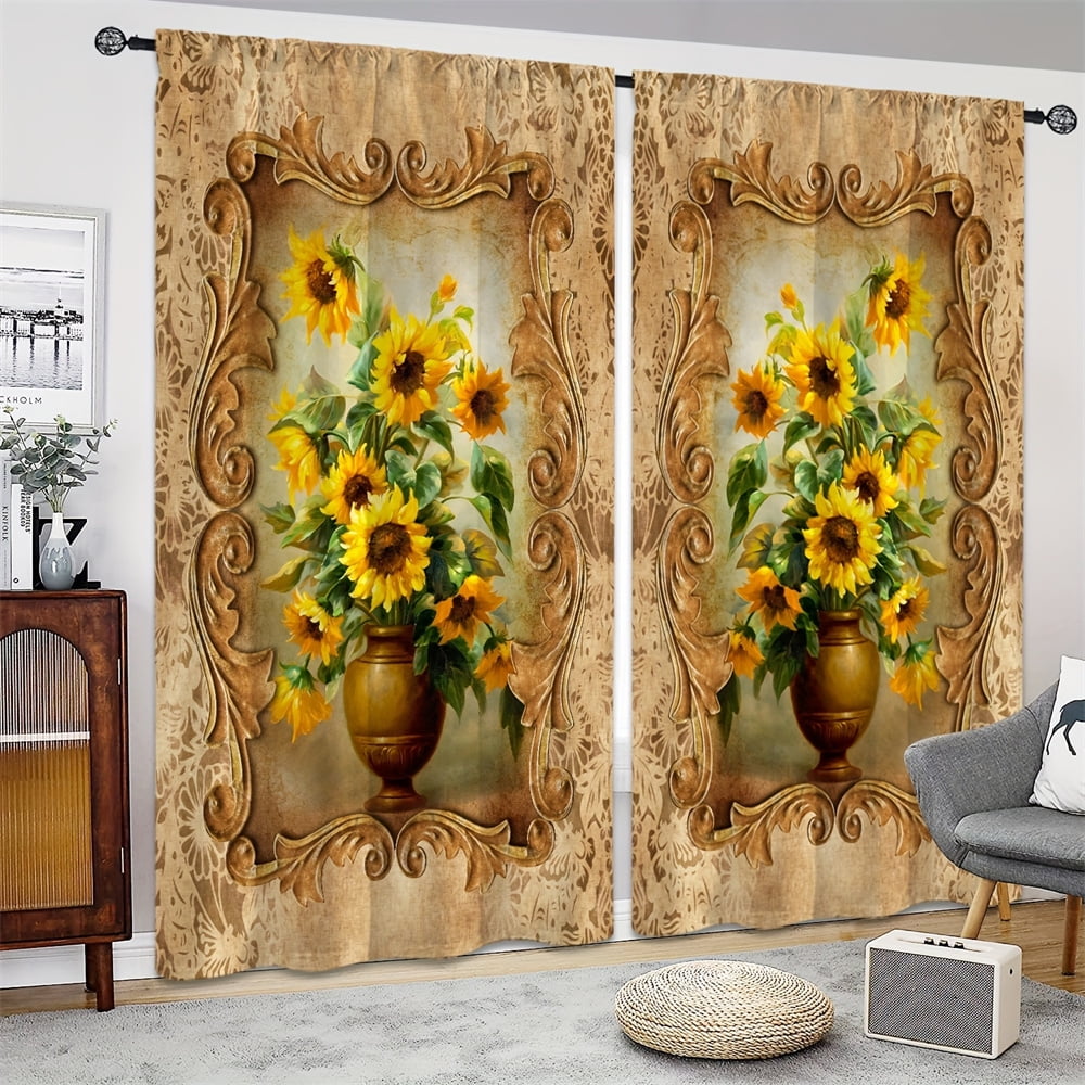2Pcs Luxury Pink Floral Flower Rose Butterfly Girl Window Treatment ...