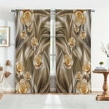 2Pcs Luxury Red Flower Rose Swan Window Treatment Curtains Blinds For ...