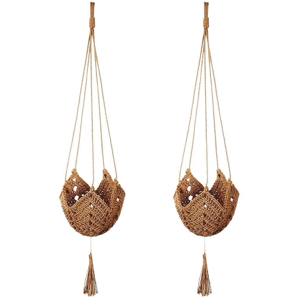 2Pcs Macrame Plant Hangers Rustic Plant Flower Pots Hanger Ceiling ...