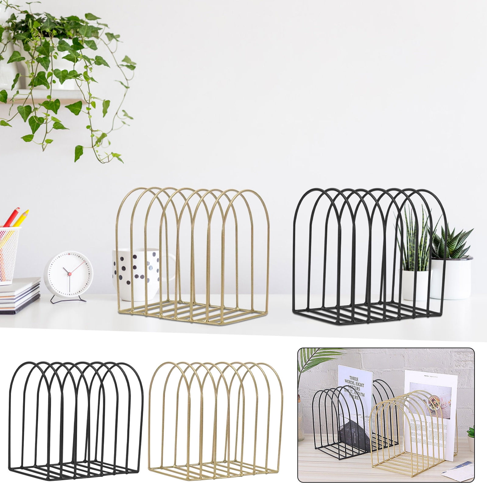 2Pcs Magazine Organizer, Yrmaups Half File Storage Stand, Desktop ...