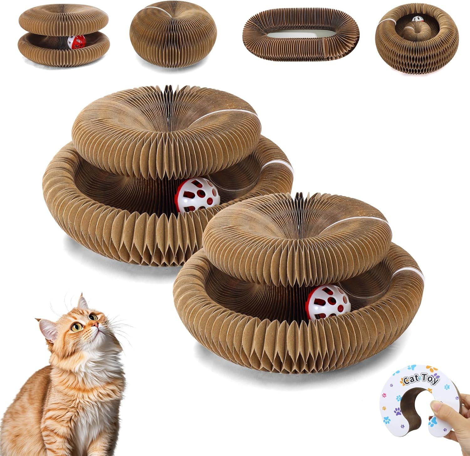 2Pcs Magic Organ Cat Scratcher Cardboard, Foldable Scratching Board ...
