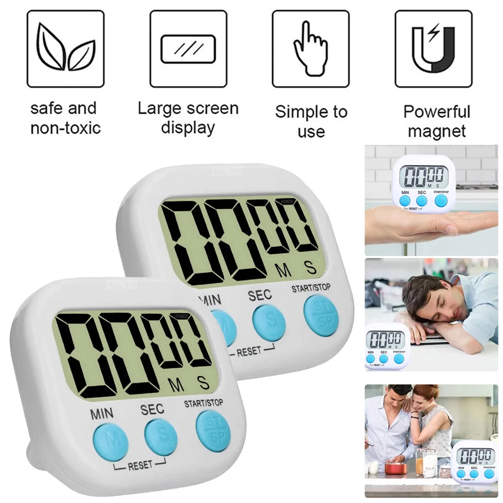 2Pcs Magnetic Lcd Digital Kitchen Cooking Timer Count Down Up Clock ...